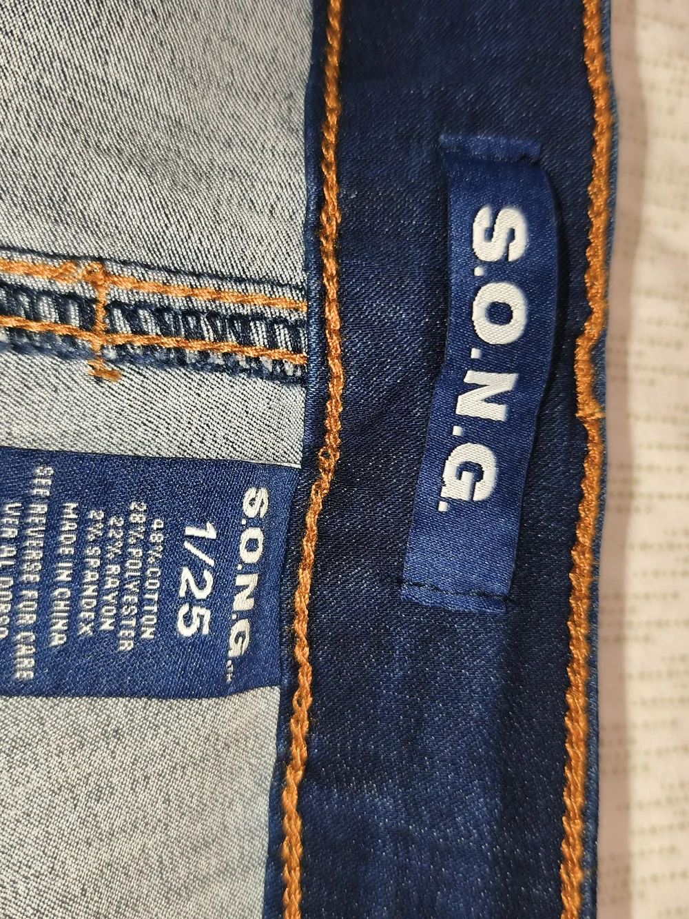 S.O.N.G. | Other | Song Short Dark Blue Denim Waistband With Orange ...